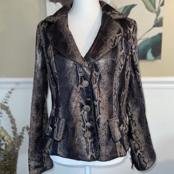 V Cristina | Jackets & Coats | V Cristina Faux Snake Skin 3 Button ...